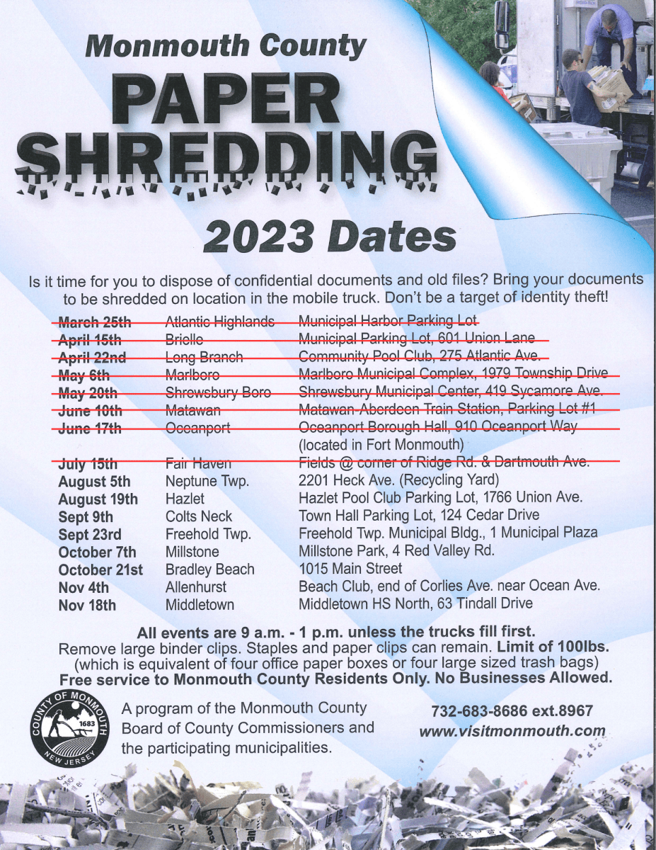 Monmouth County Paper Shredding Day @ Neptune Public Works | Neptune ...